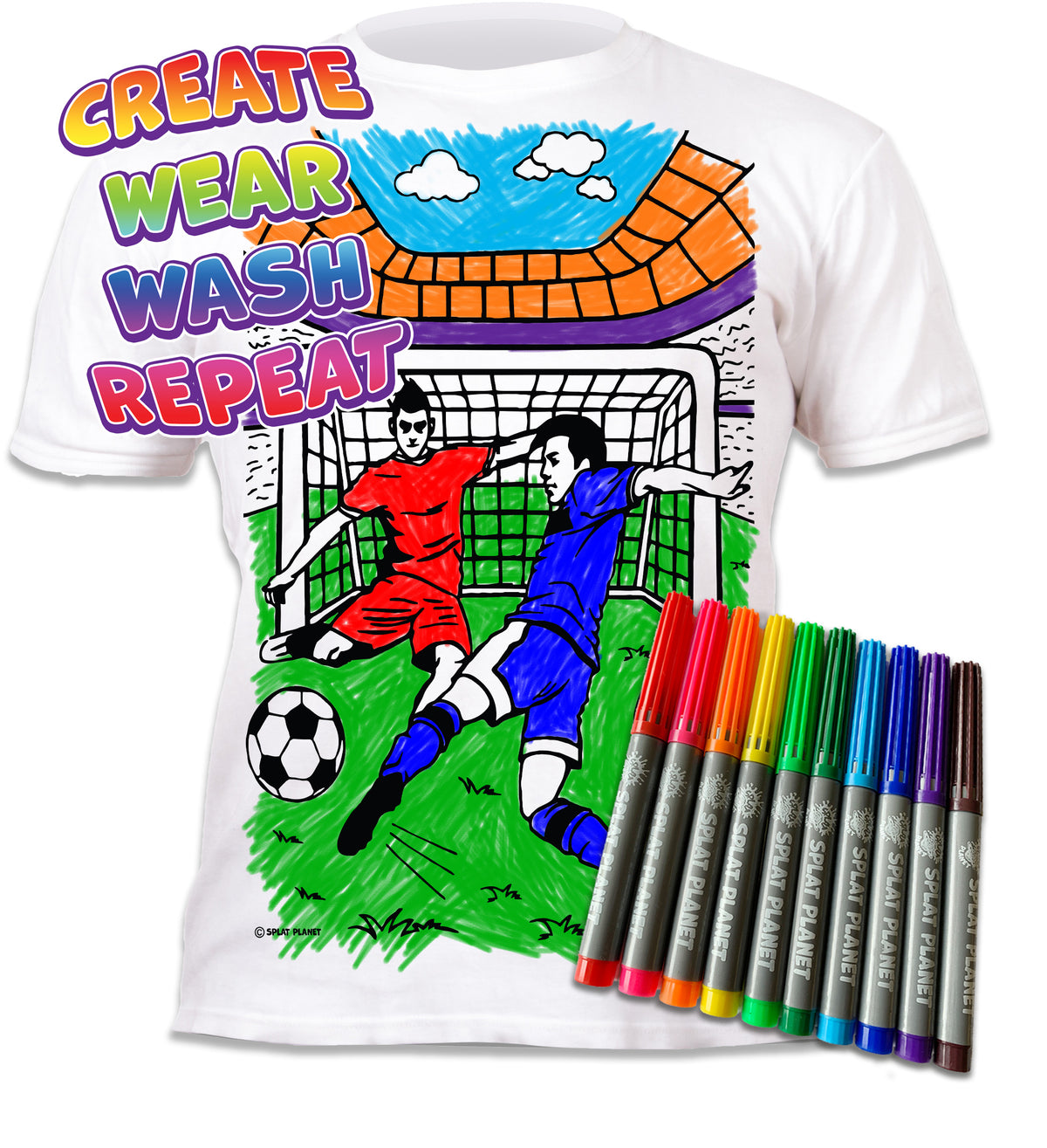 Football colour in, wash our and colour in again kids T-shirt