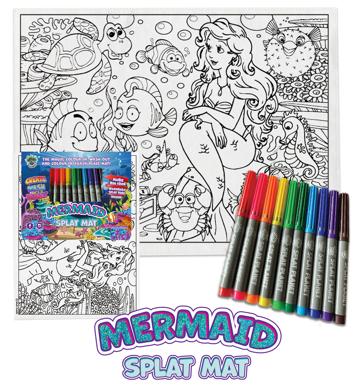 Splat Planet | colour in wash out Placemat | Magic re-usable placemat