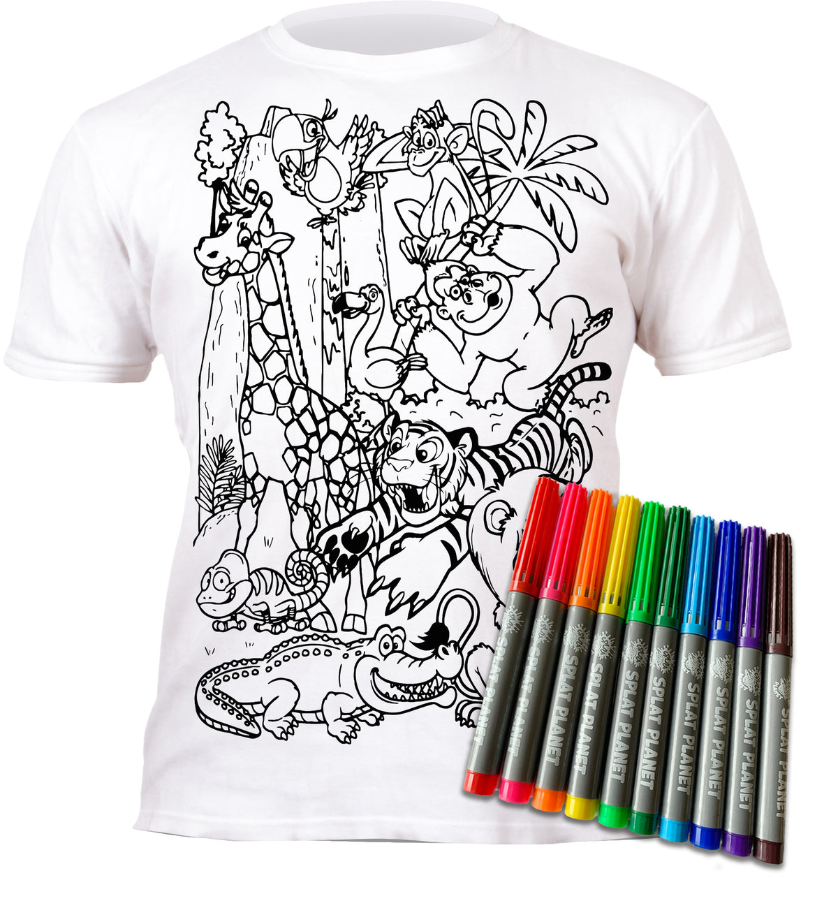Zoo colour in wash out and colour again kids T-shirt.